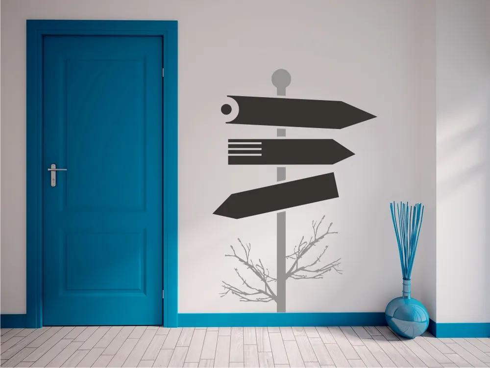 WALLVINIL Samolepky na zeď - Směrník Barva: Vínová, Velikost: 80x54 cm, Pravá / Levá: Levá (dekorace směřuje/dívá se doleva)