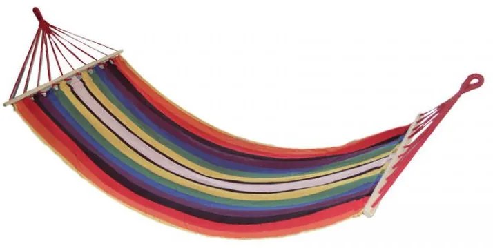 Textilní houpací síť, 80x200 cm, nosnost 120 kg, barevné pruhy
