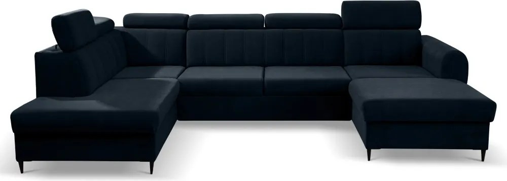 Rozkládací rohová sedačka FOREWER U 335x200cm – rozklad a úložný prostor pravý roh tmavě modrá. Vogue 13