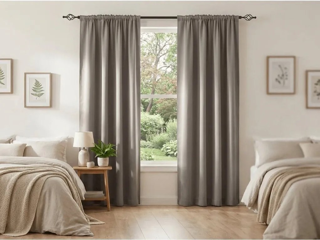 Šedohnědý závěs OXFORD 140x250 cm Zavěšení: Řasící páska