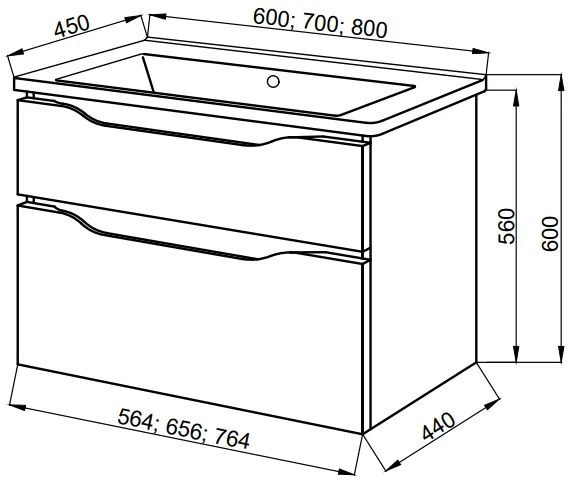 Lavedo Liga Air 80 koupelnová skříňka s umyvadlem
