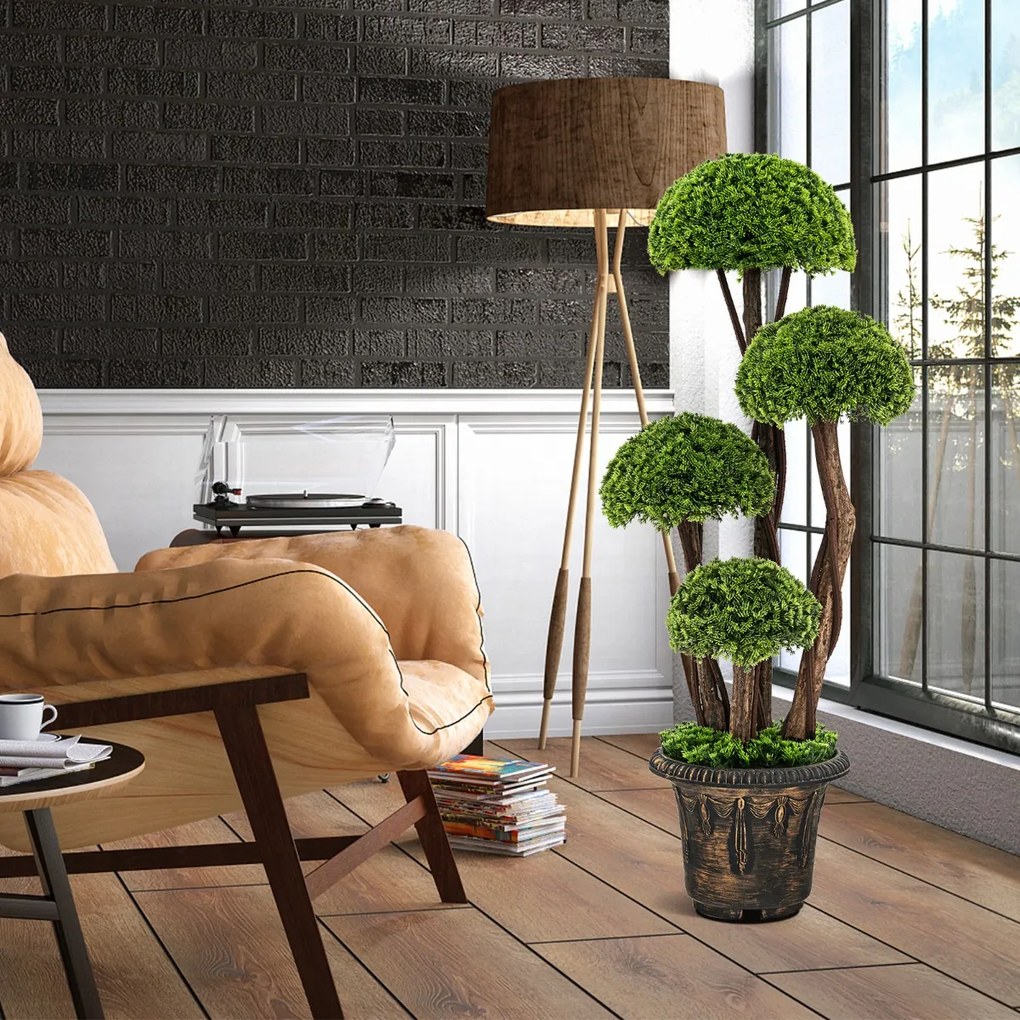Costway Artificial Topiary Tree z cedrového dřeva dekorativní umělý strom 90 cm