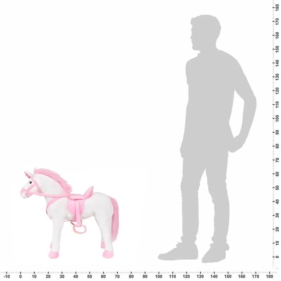 vidaXL Marketos Stojící plyšová hračka jednorožec bílý a růžový XXL