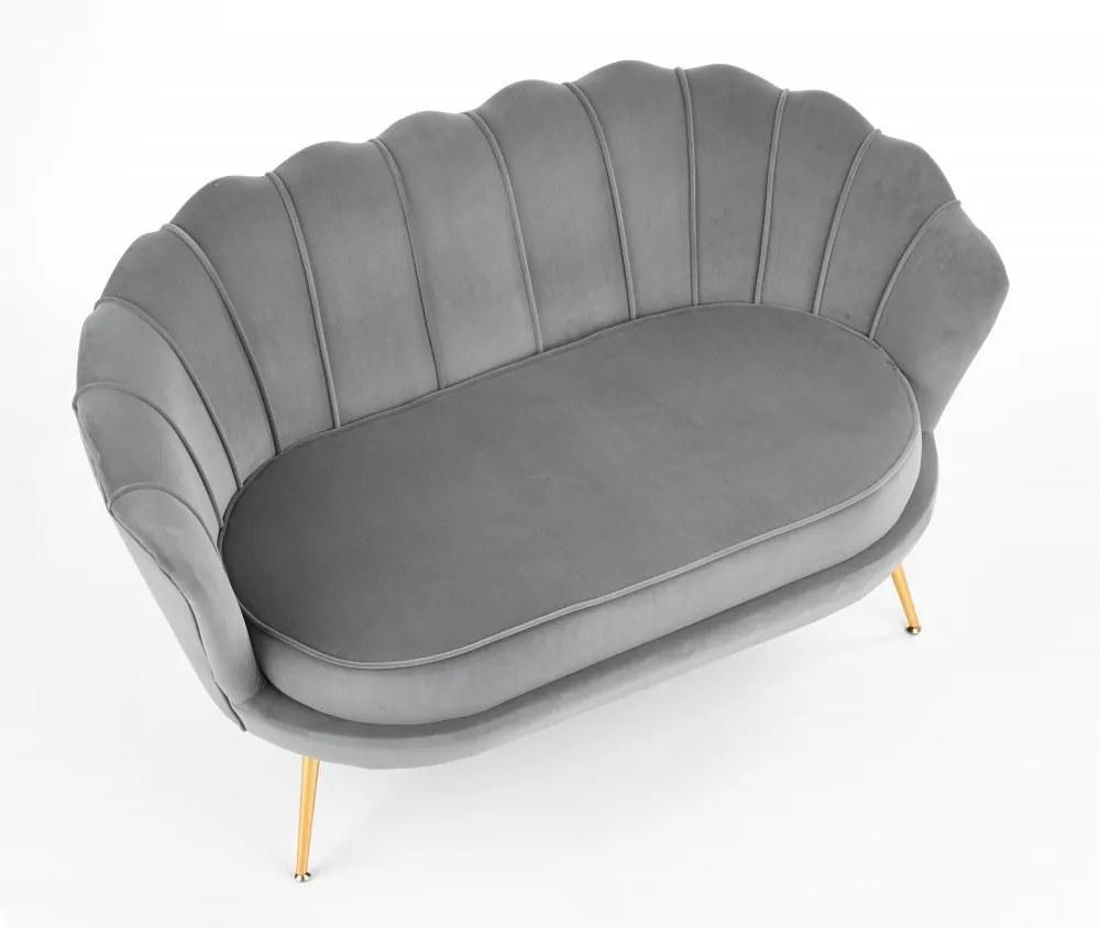 Designová pohovka AMORINITO XL — kov, látka, zlatá / šedá