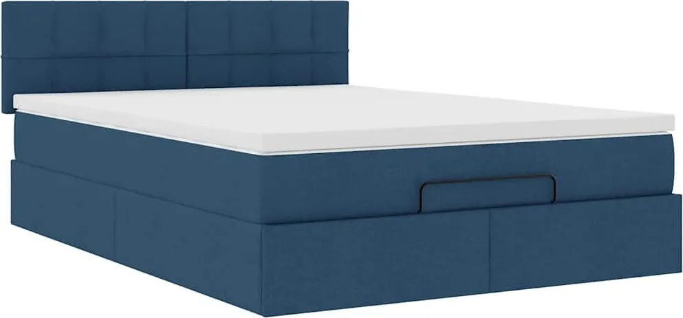 Osmanský rám postele s matrací modrá 140x200cm textil 3312318