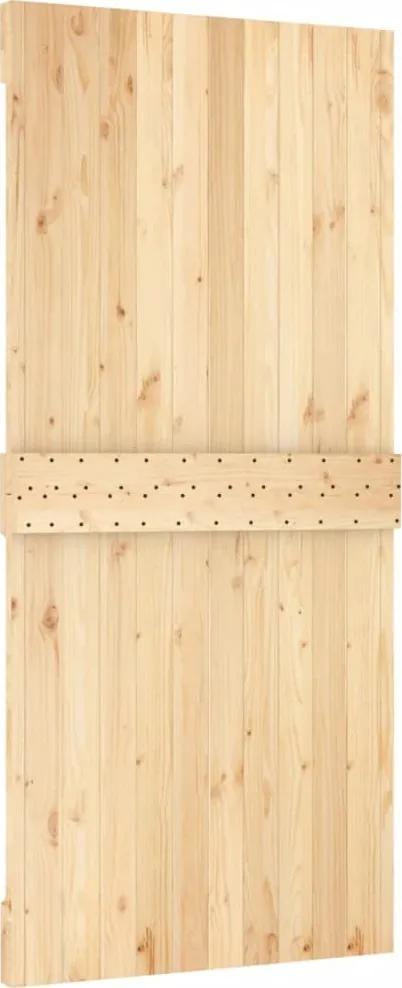 vidaXL Posuvné dveře s kováním 95 x 210 cm masivní borové dřevo [3203155]