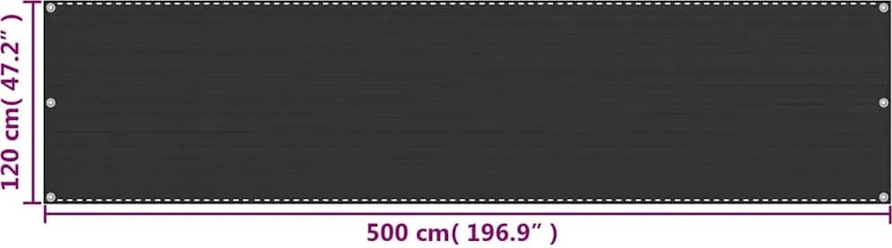 Balkónová zástěna HDPE 120 x 500 cm antracitová 310846