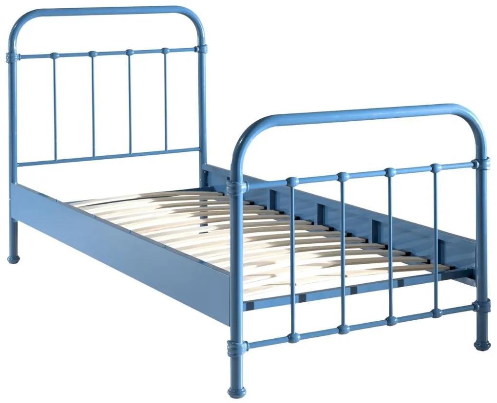 OnaDnes -20% Modrá kovová postel Vipack New York 90 x 200 cm