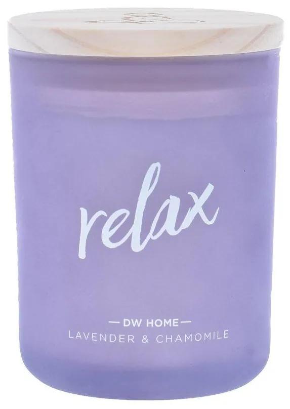 dw HOME Vonná svíčka Yoga - Relax 425 g, fialová barva, sklo, dřevo, vosk