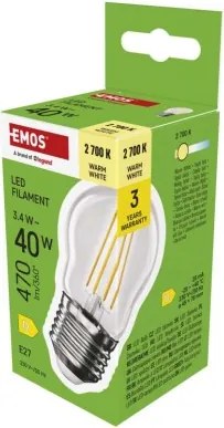 Emos lighting LED žárovka Filament Mini Globe / E27 / 3,4 W (40 W) / 470 lm / teplá bílá 1525743210