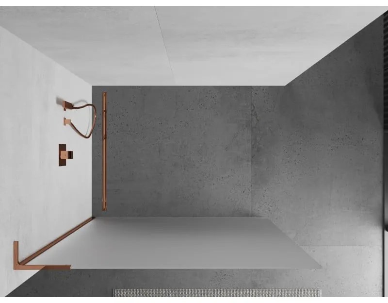 Mexen Kioto L, sprchová zástěna Walk-In 70 x 200 cm, 8mm sklo námraza, růžové zlato profil, 800-070-103-60-30