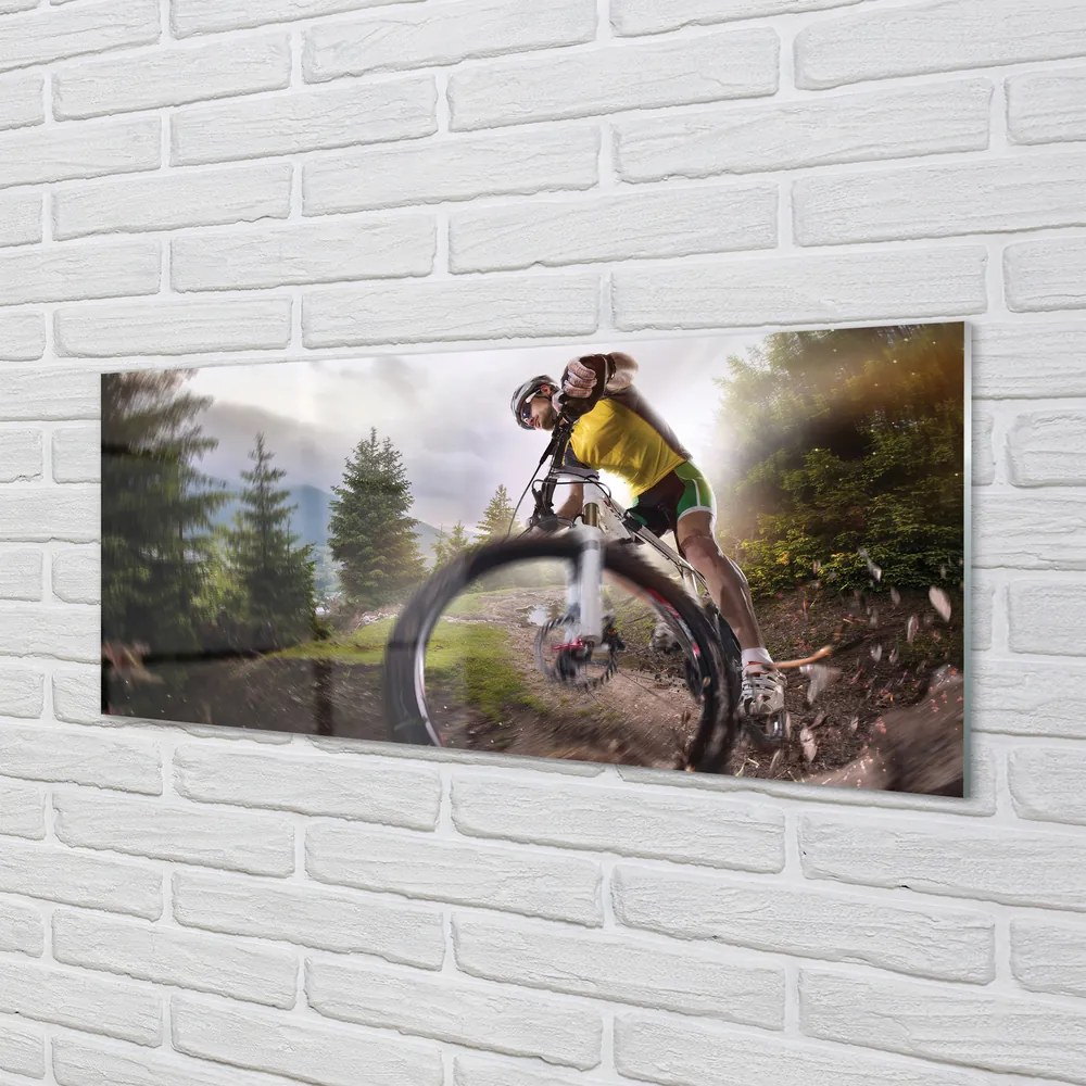 akrylový obraz Cloud na horském kole 120x60 cm