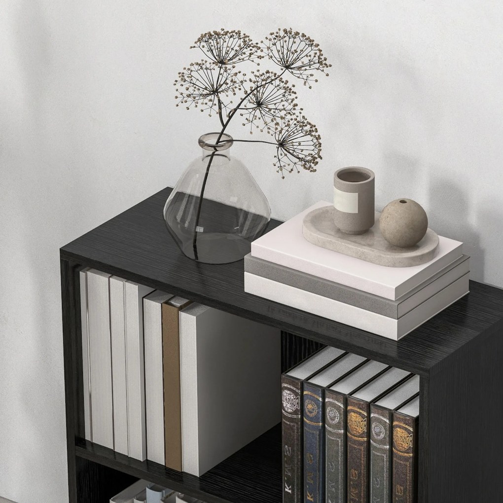 HOMCOM Knihovna / úložný regál se 2 přihrádkami a nastavitelnou policí, 60 x 24 x 63 cm, černá