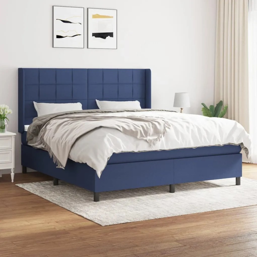 Box spring postel s matrací modrá 180x200 cm textil 3131455