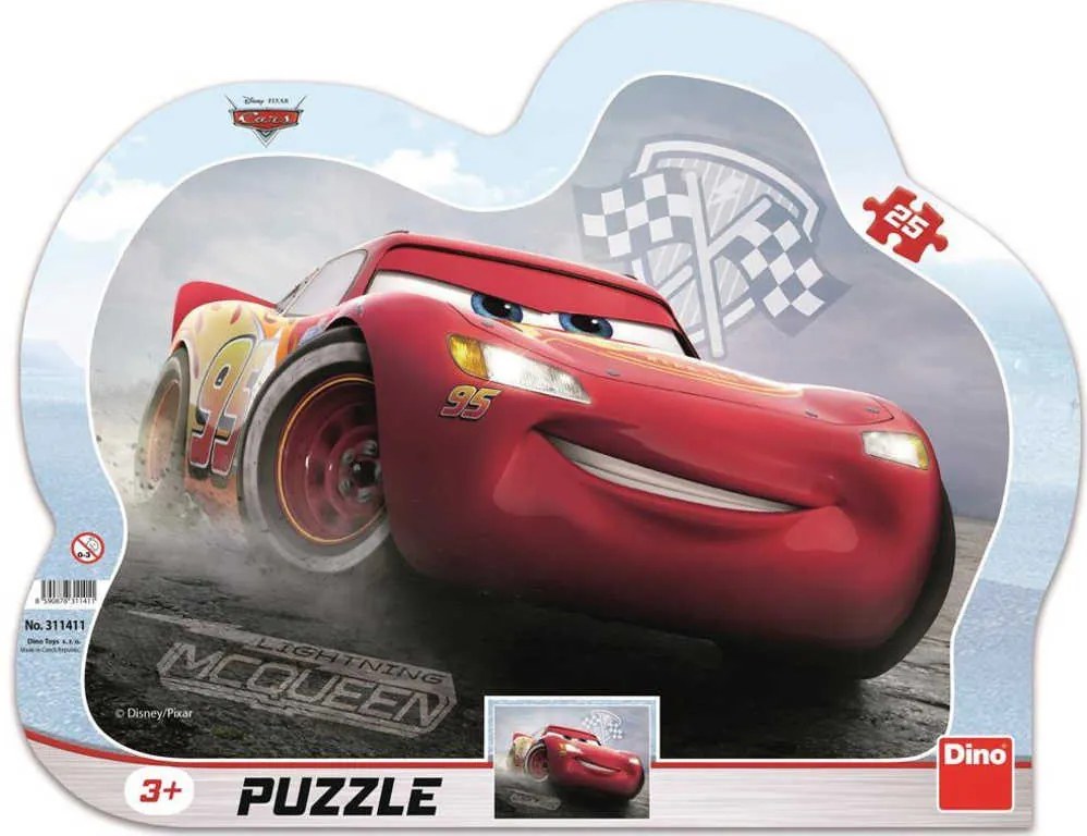 DINO Puzzle obrysové deskové 25 dílků Blesk McQueen Auta 3 (Cars) 30x23cm dn311411