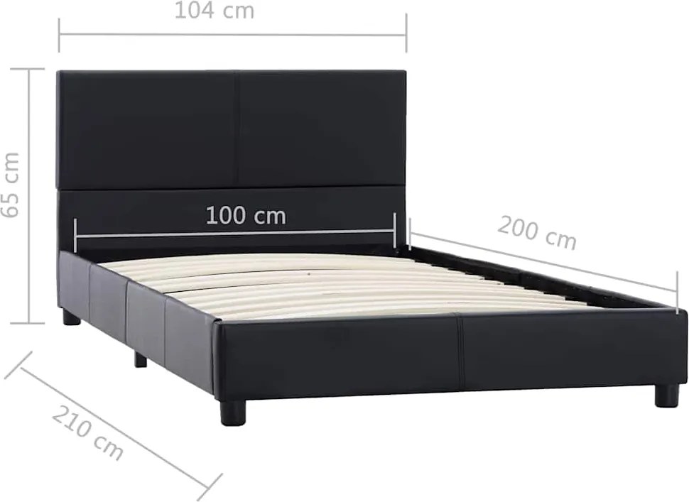 Rám postele černý umělá kůže 100 x 200 cm 284769