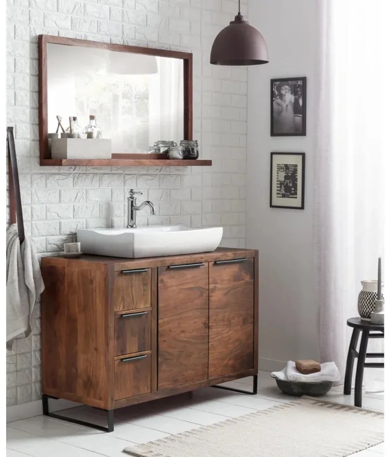 furniture-nabytek.cz - Masivní koupelnová sestava Sidora Dark I z akáciového dřeva, lakovaná, hnědá