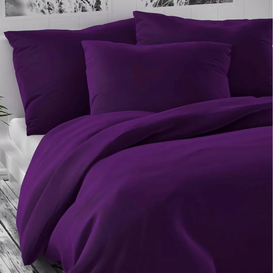 Kvalitex Saténové povlečení Luxury Collection tmavě fialová, 220 x 200 cm, 2 ks 70 x 90 cm