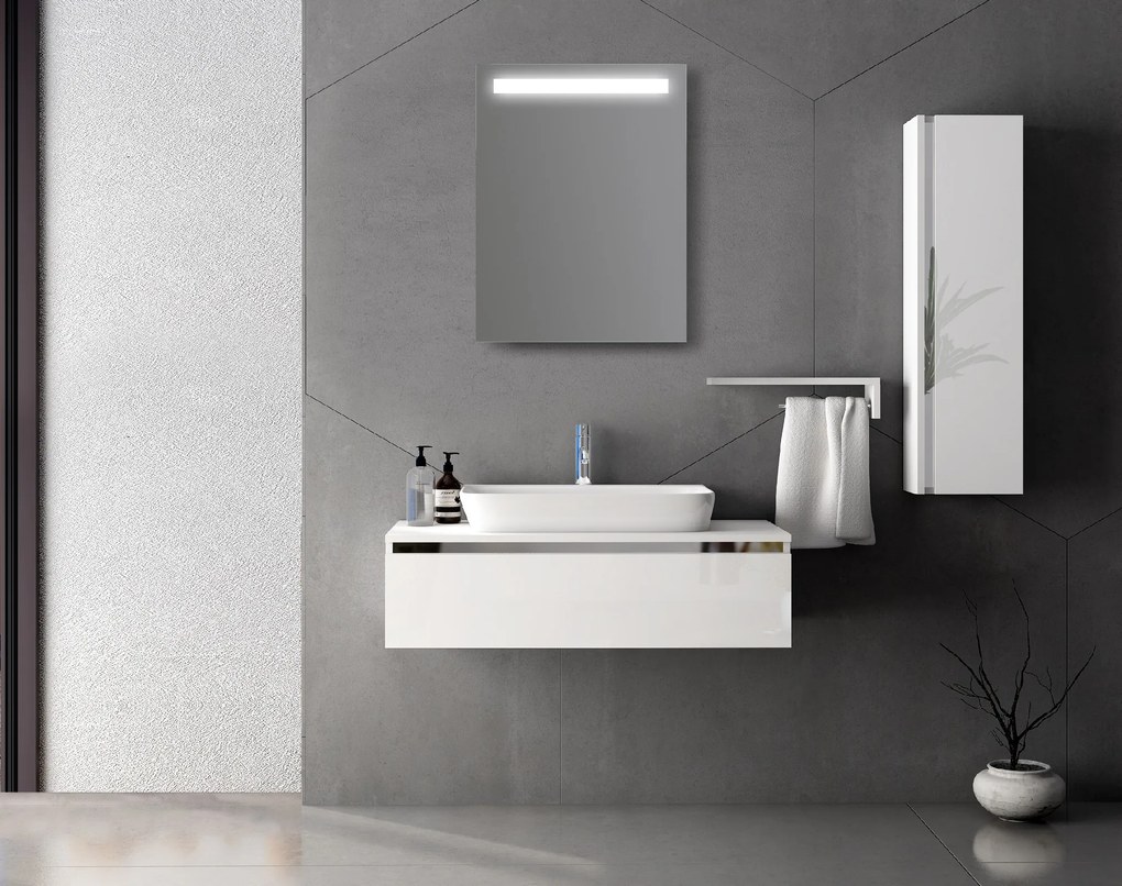Amirro Zrcadlo na zeď chodbu do pokoje ložnice předsíně koupelny LUNA LED - 60 x 80 cm s LED podsvíceným pruhem 901-022