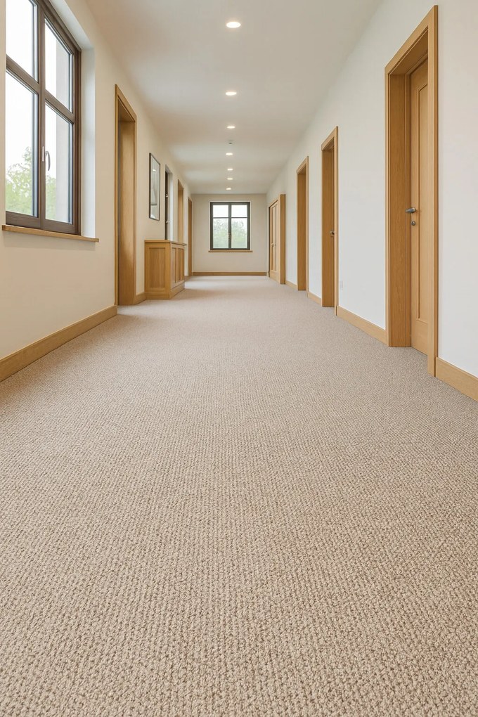 Timzo, Metrážový koberec Rubin 2113 l. beige, na míru, šíře 4m, béžová, ab (mřížka), chodba / předsíň