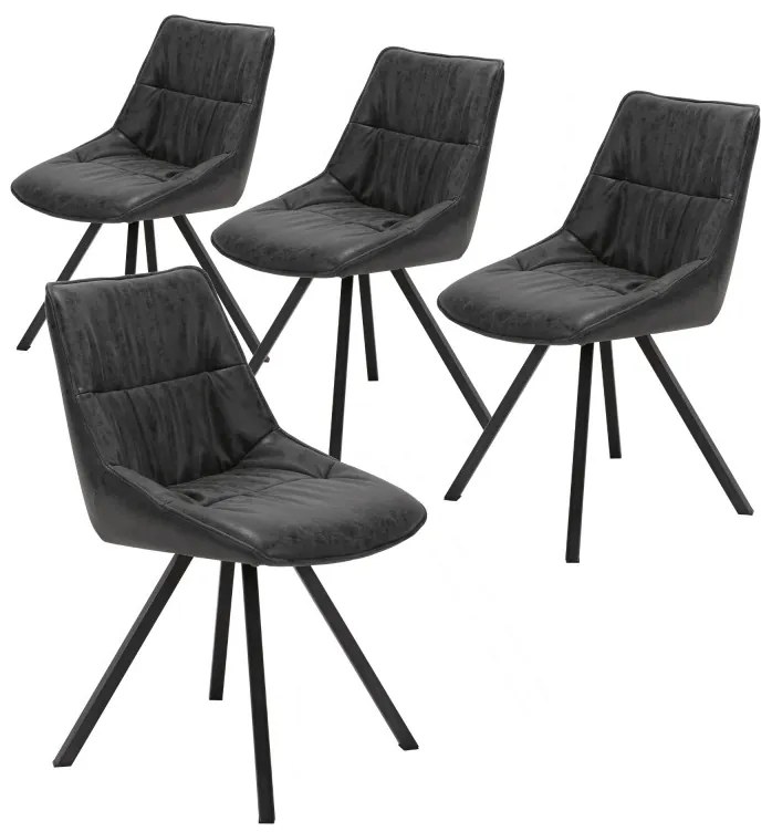 Jídelní židle Alida II - set 4 ks Wax PU black