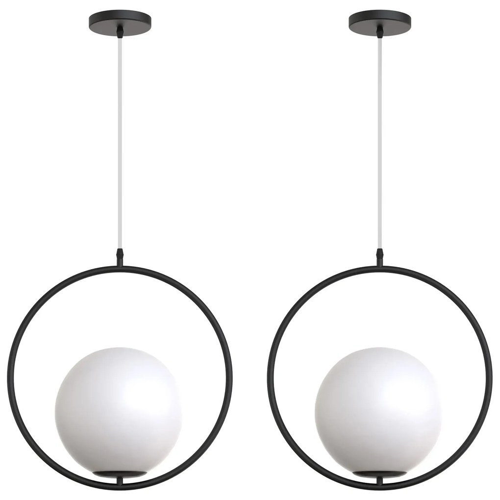 Toolight Toolight, stropní závěsné svítidlo, bílá skleněná koule, 1xE27, G110-1W, bílá-černá, OSW-09735