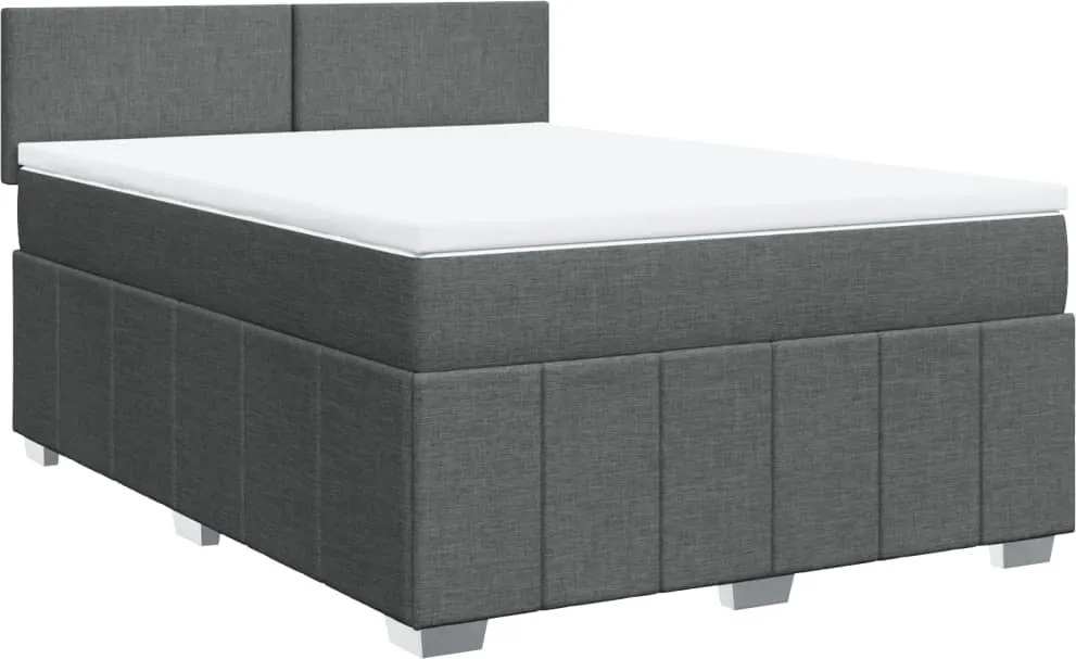 Box spring postel s matrací tmavě šedá 140x200 cm textil 3287085