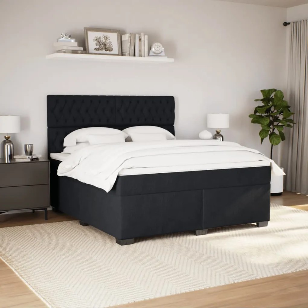 Box spring postel s matrací černá 180x200 cm samet 3293286