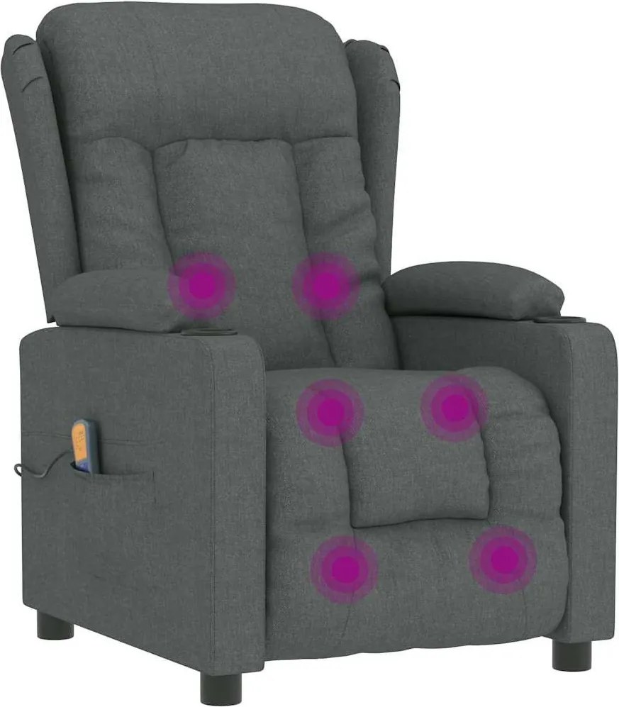 Masážní křeslo tmavě šedé textil 339059
