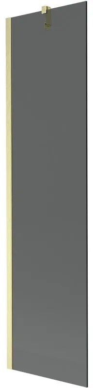 Mexen Next, 1-křídlová vanová zástěna 50 x 150 cm, 6mm šedé sklo, zlatá matná, 895-050-000-00-40-55