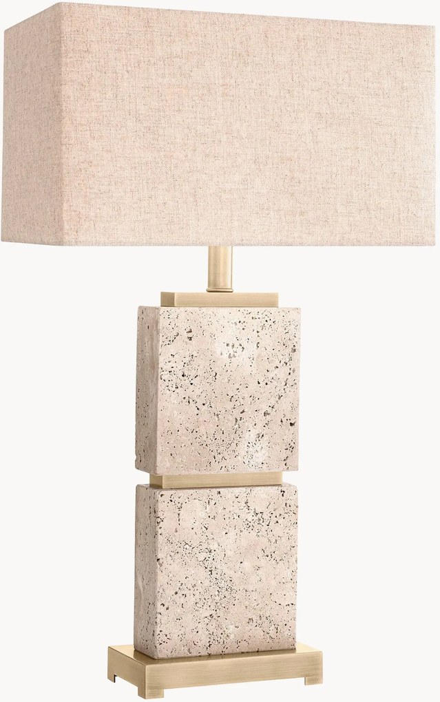 Velká stolní lampa z travertinu Newton