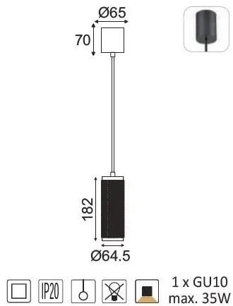 ACA DECOR Závěsné svítidlo MEGATRON1 max. 35W/GU10/230V/IP20