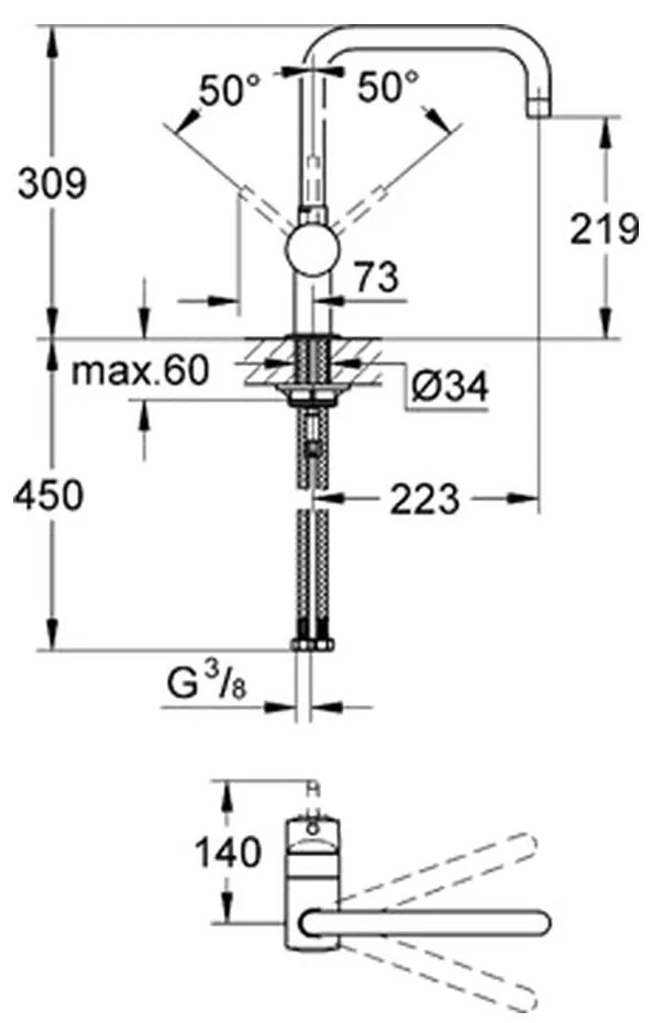 Grohe Minta - Páková dřezová baterie, chrom 32488000