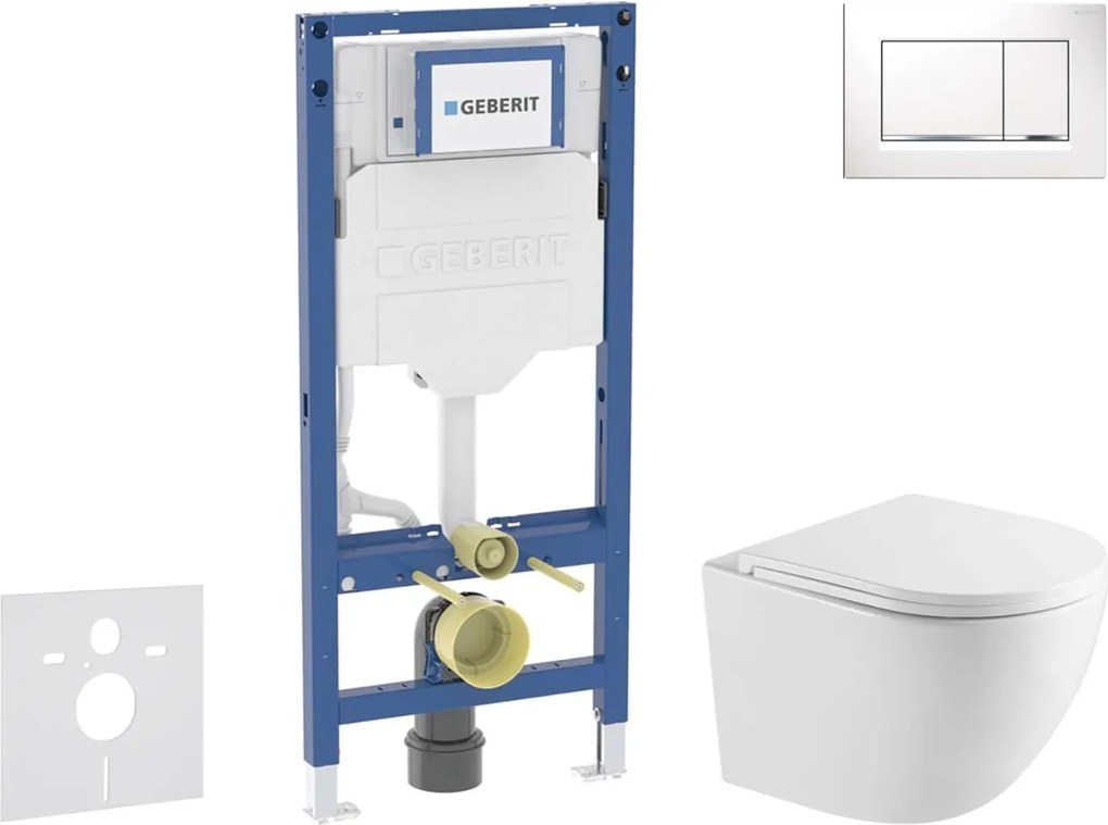 Geberit Duofix - Set předstěnové instalace, klozetu Oudee a sedátka softclose, tlačítko Sigma20, bílá/chrom SANI11CA3197