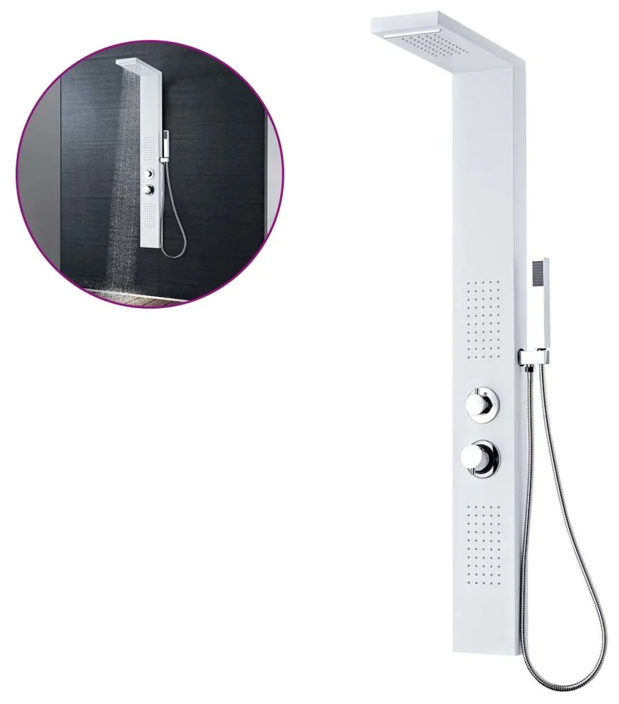 Sprchový panel set hliníkový matný bílý 142372