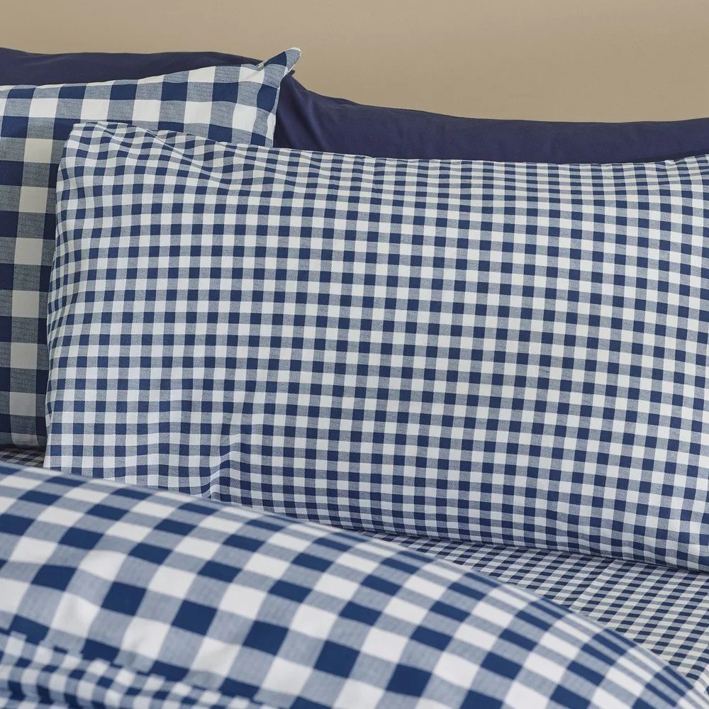 Tmavě modré 3dílné povlečení na dvoulůžko 200x200 cm Bamford Gingham Check – Catherine Lansfield