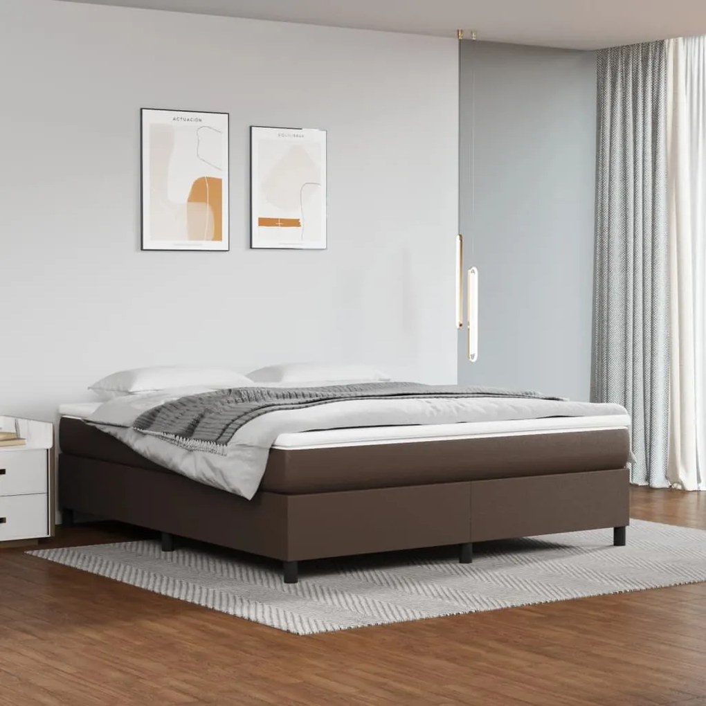 vidaXL Box spring postel hnědá 160 x 200 cm umělá kůže