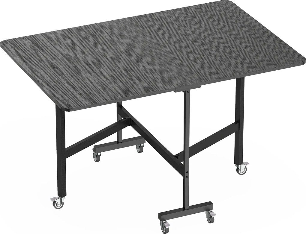 HOMCOM skládací jídelní stůl pro 4–6 osob s kolečky a sklápěcími deskami, černý, 120 × 80 × 73 cm