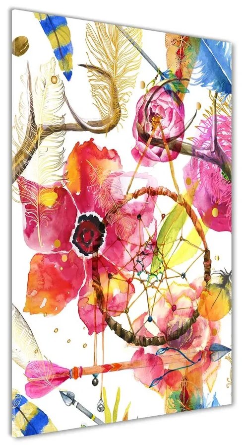 Wallmuralia Foto obraz skleněný svislý Květy styl boho 50x100 cm