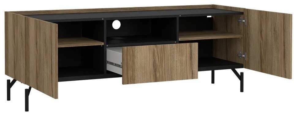 Hnědý TV stolek v dekoru dubu 147x54x41 cm Bergen – Tvilum
