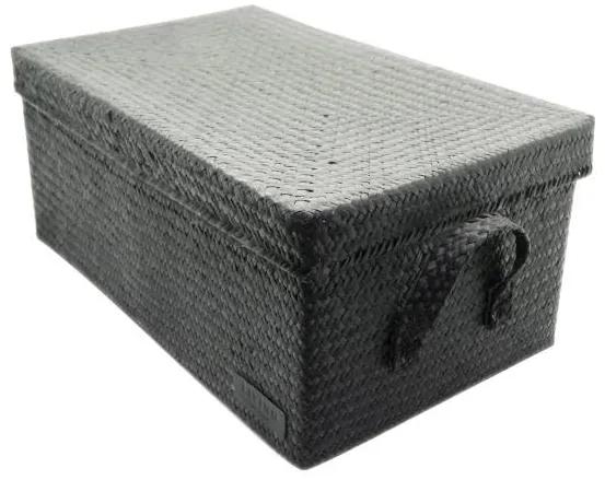 LENE BJERRE Úložná krabice s víkem malá KAMILLA černá 42 x 20 x 13
