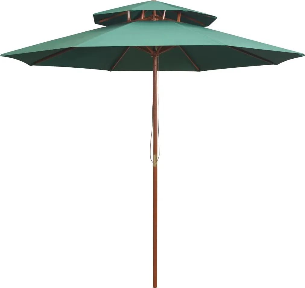 vidaXL Dvoupatrový slunečník s dřevěnou tyčí, 270x270 cm, [44520] Barva: Černá