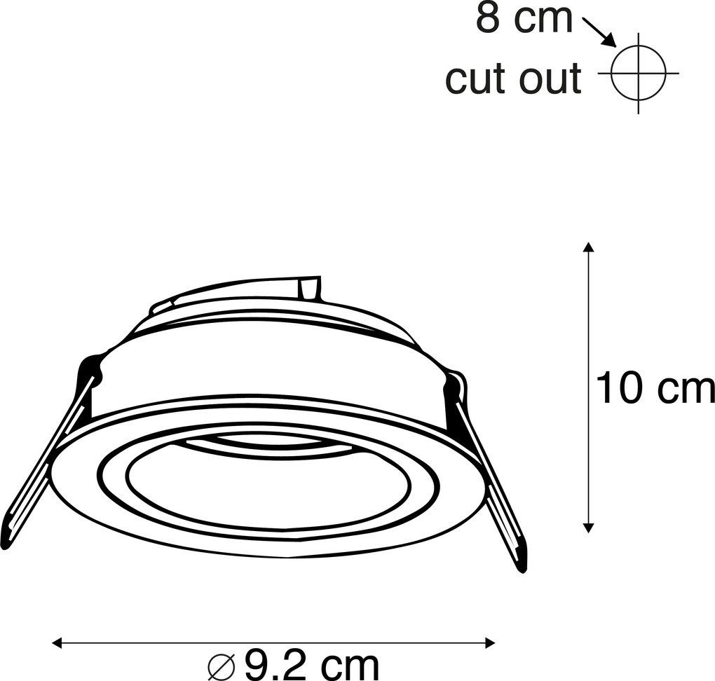 Chytré zapuštěné bodové svítidlo černé kulaté vč. WiFi GU10 - Chuck