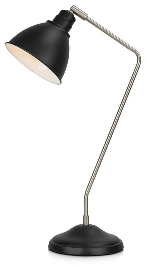 Černá stolní lampa s detaily ve stříbrné barvě Markslöjd Coast