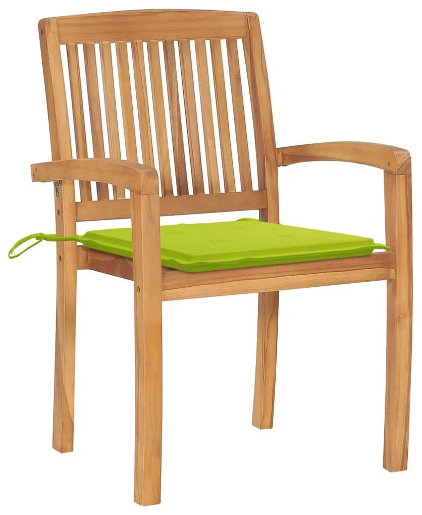 Stohovatelné zahradní židle s poduškami 6 ks masivní teak,  3073236
