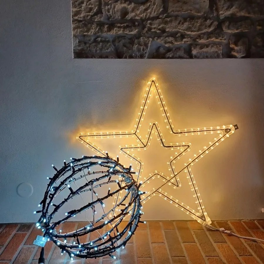 3D LED svítící koule na zahradu, pr. 40 cm, ledově bílá, černý kabel, IP67, hliník, Easy fix