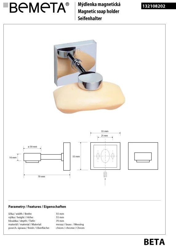 Bemeta Design BETA: Mýdlenka, magnetická - 132108202
