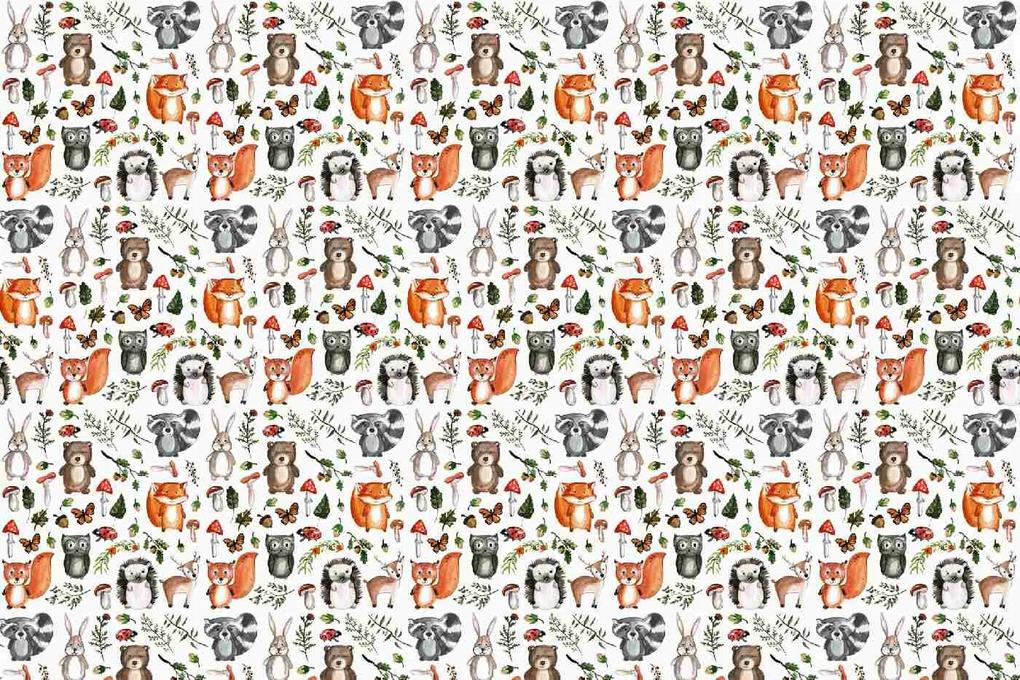 DIMEX | Samolepicí vliesová fototapeta na zeď Roztomilá lesní zvířata MA-5-1476 | 375 x 250 cm | zelená, červená, oranžová, hnědá