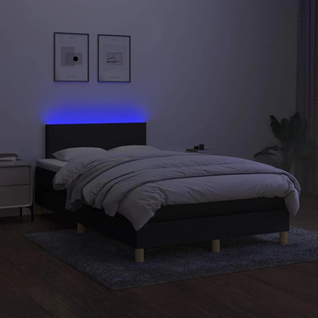 Box spring postel s matrací a LED černá 120x190 cm textil 3270076