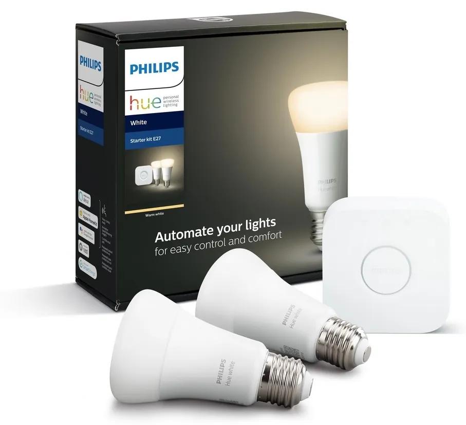Philips Hue BT LED žárovka E27 9W teplá bílá 2ks + bridge chytrá LED žárovka 806 lm 2700 K stmívatelná